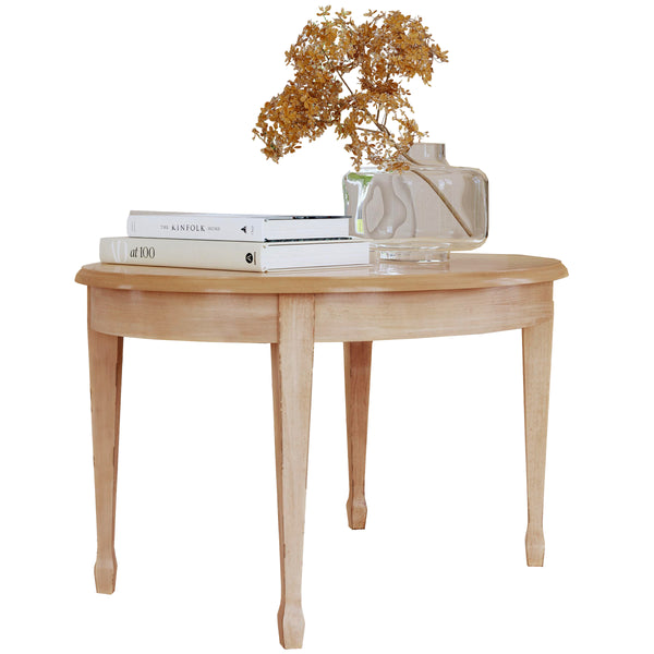 Beige Light Wood Traditional Oval Coffee Table - Woodwaves