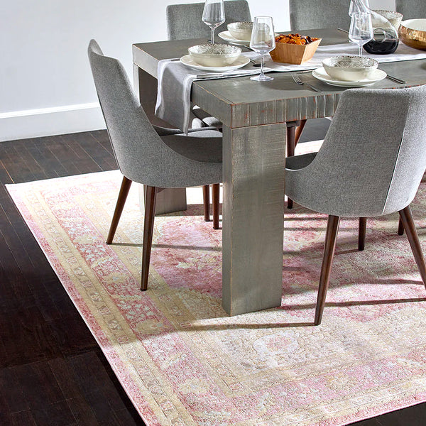 Vintage Style Faded Pink Area Rug - Woodwaves