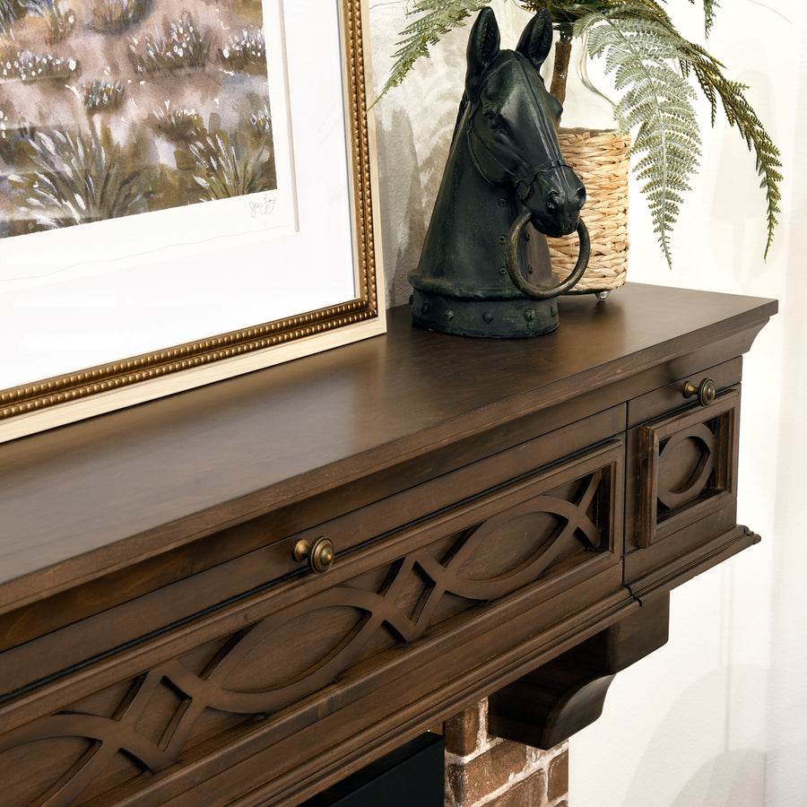60" Handcrafted Fireplace Mantel With A/V Hidden Storage Floating TV S ...