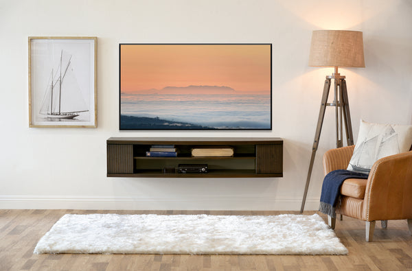 Modern Curved Floating TV Stand Wall Mound Media Console - Curve - Esp ...
