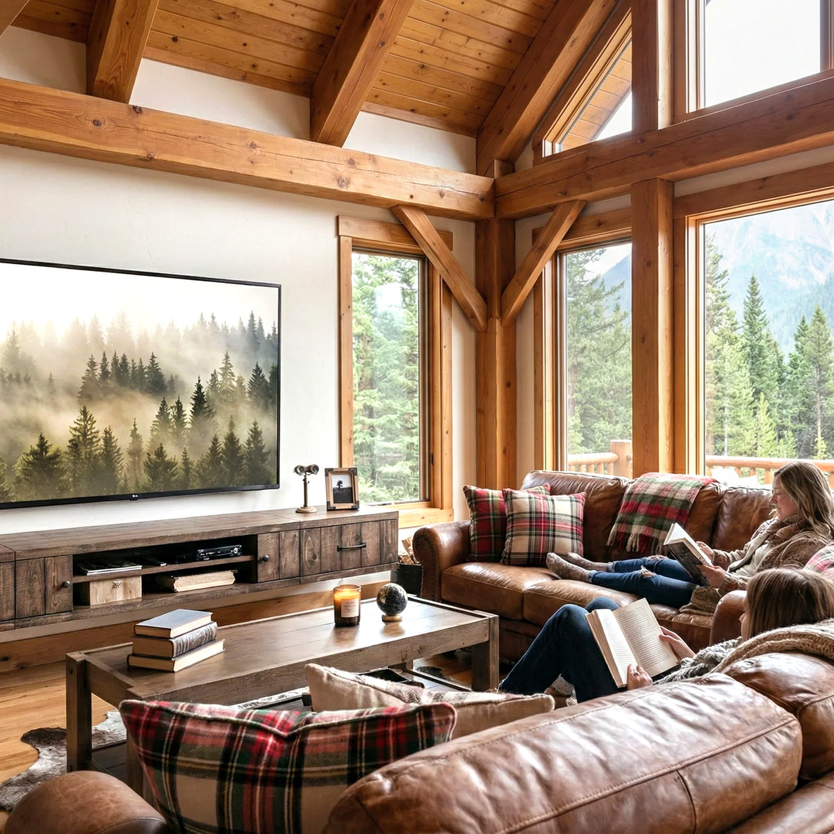 Rustic Wood 114" Floating TV Stand Wall Mount Entertainment Center - F ...