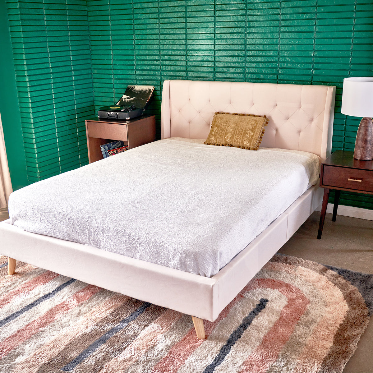 Mid Century Modern Curvy Pink Gray Stripe Shag Rug - Novogratz Retro ...