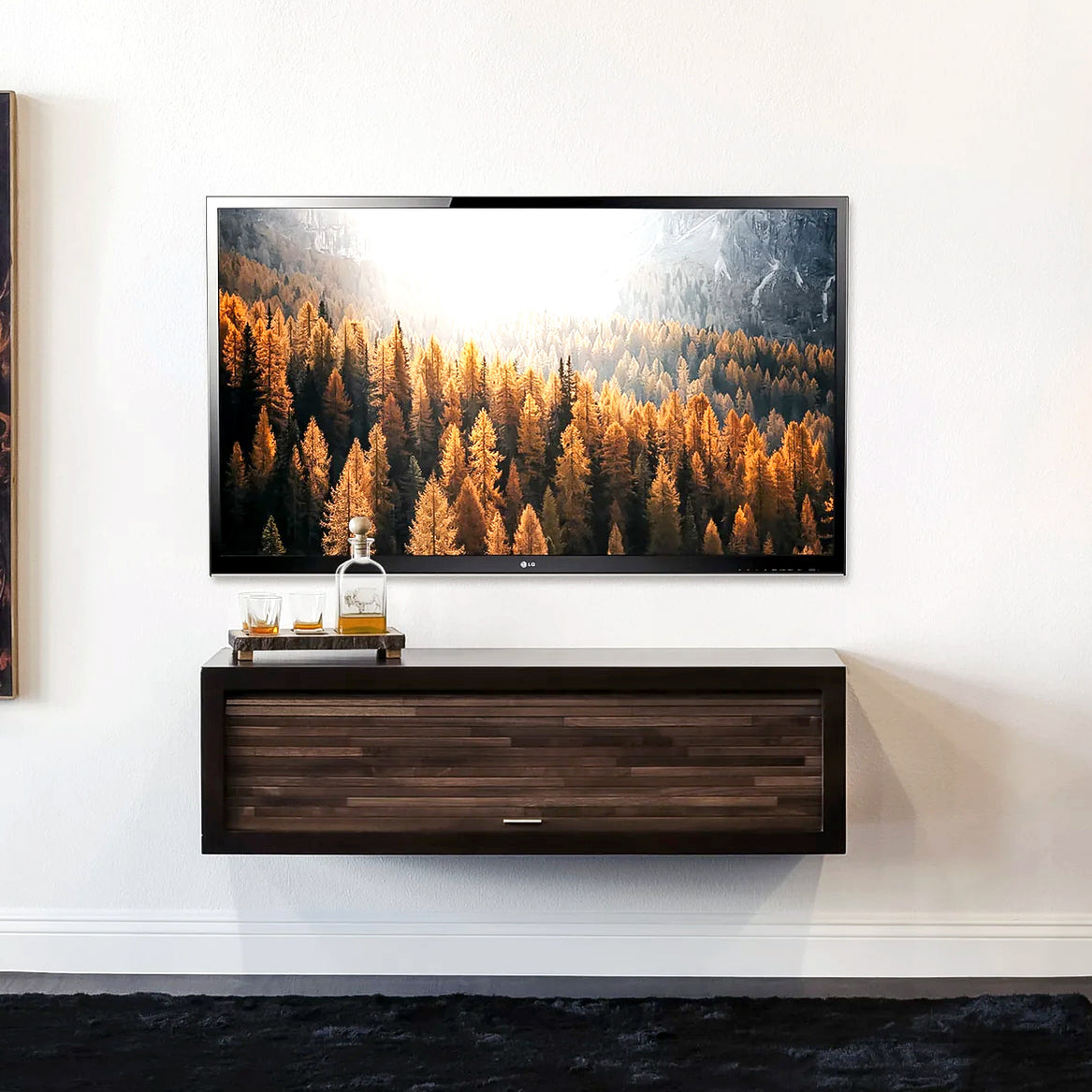Floating TV Stand Modern Wall Mount Console - ECO GEO - Espresso ...