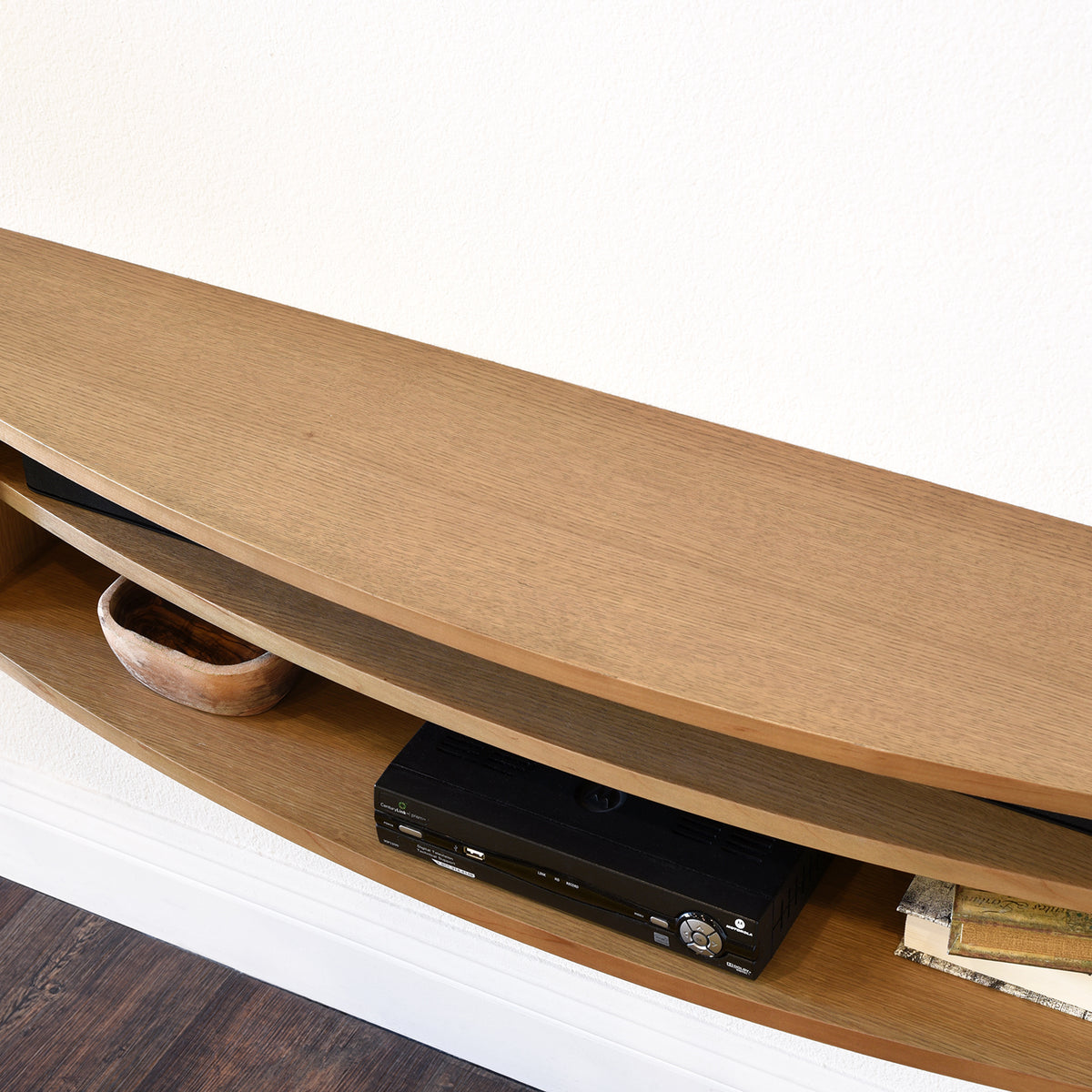 Floating TV Stand Curved Wall Mount 58" Console - Arc - Wheat - Woodwaves