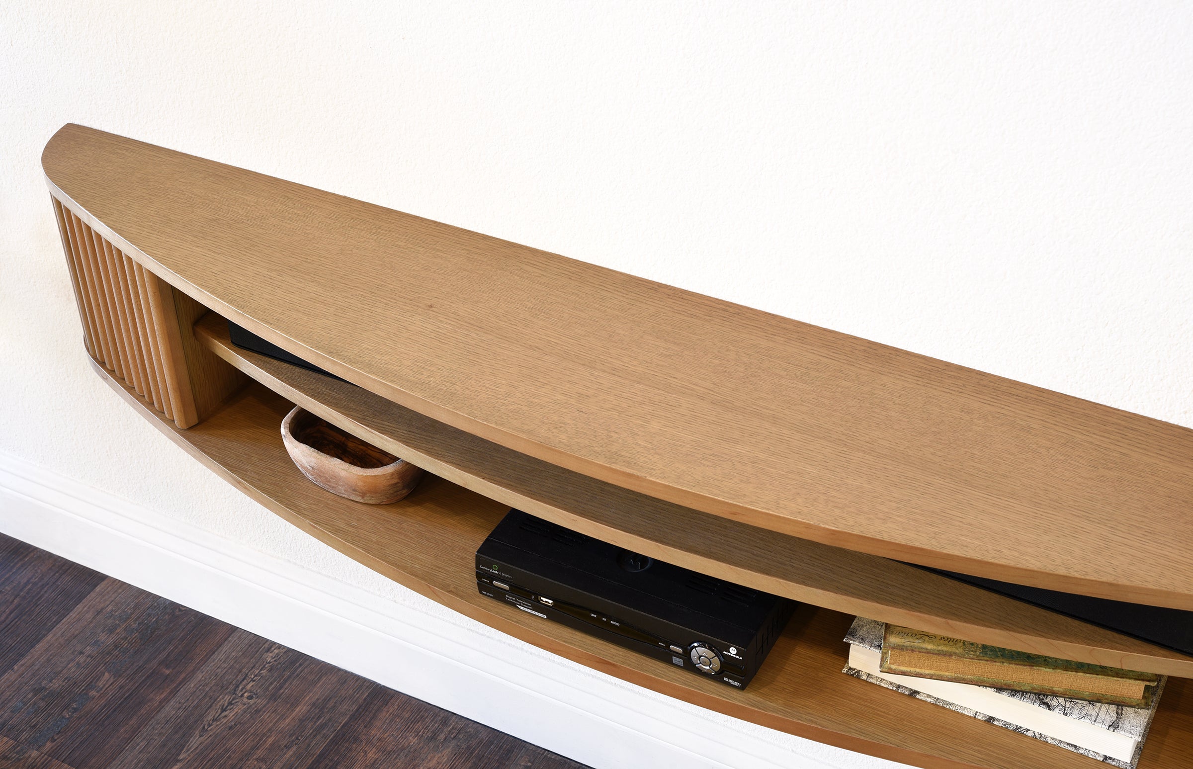 Floating TV Stand Curved Wall Mount 58" Console - Arc - Wheat - Woodwaves