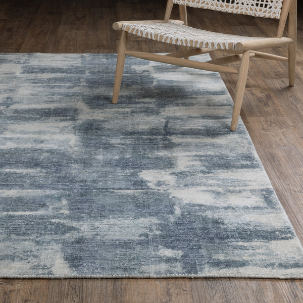 Blue Ivory Grey Transitional Modern Area Rug - Woodwaves