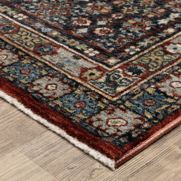 Red Rust Blue Grey Green Gold Traditional Global Area Rug - Woodwaves