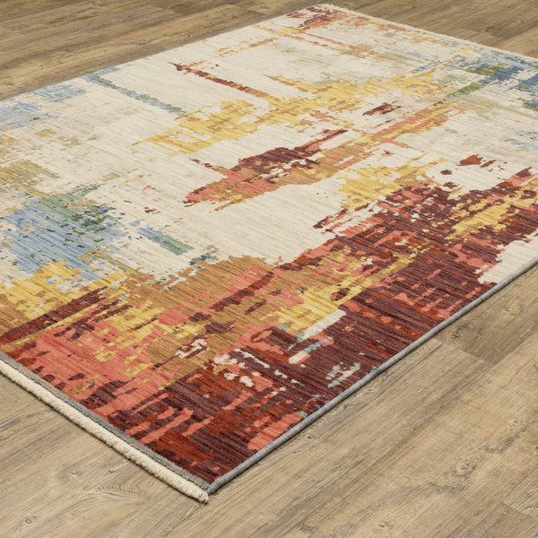 Beige Red Gold Tan Rust Blue Green Grey Modern & Contemporary Transiti ...