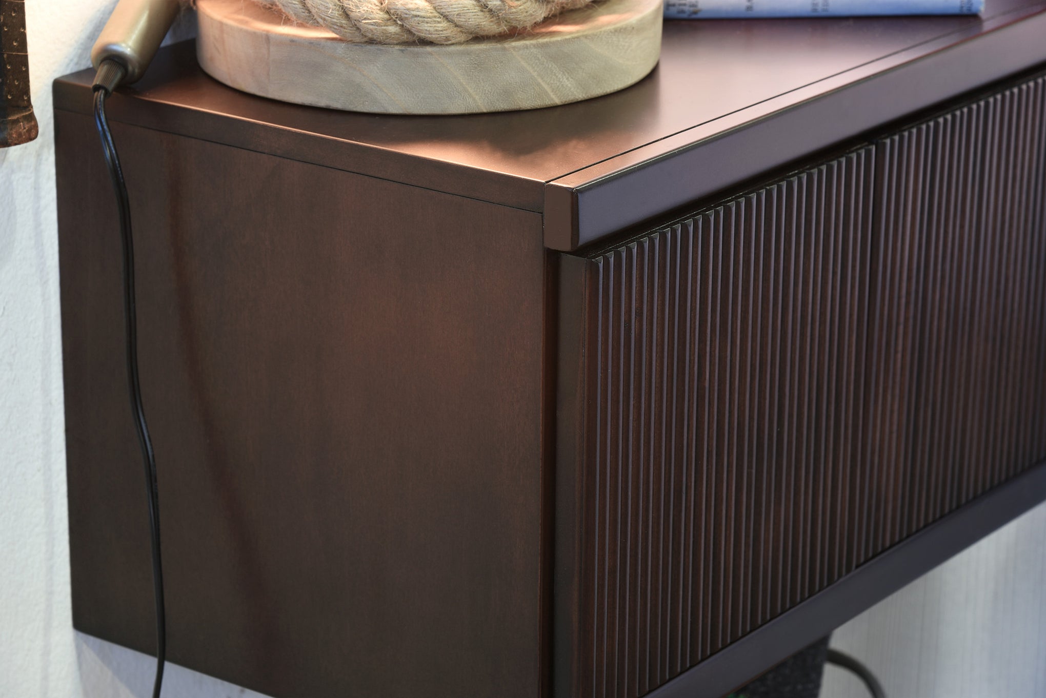 Handcrafted Floating Wall Mount Nightstand End Table - Curve - Espress ...