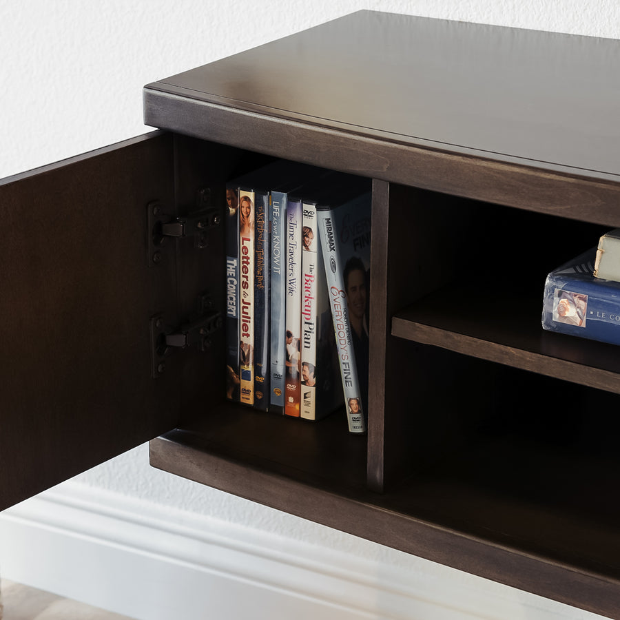 Handcrafted Modern Curved Floating TV Stand - Curve - Espresso - Woodwaves