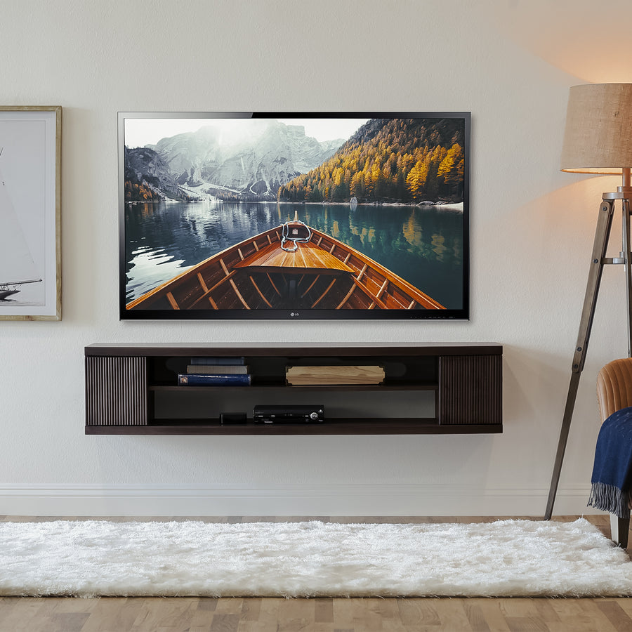 Curved Floating TV Stand - The Curve - Espresso - Woodwaves
