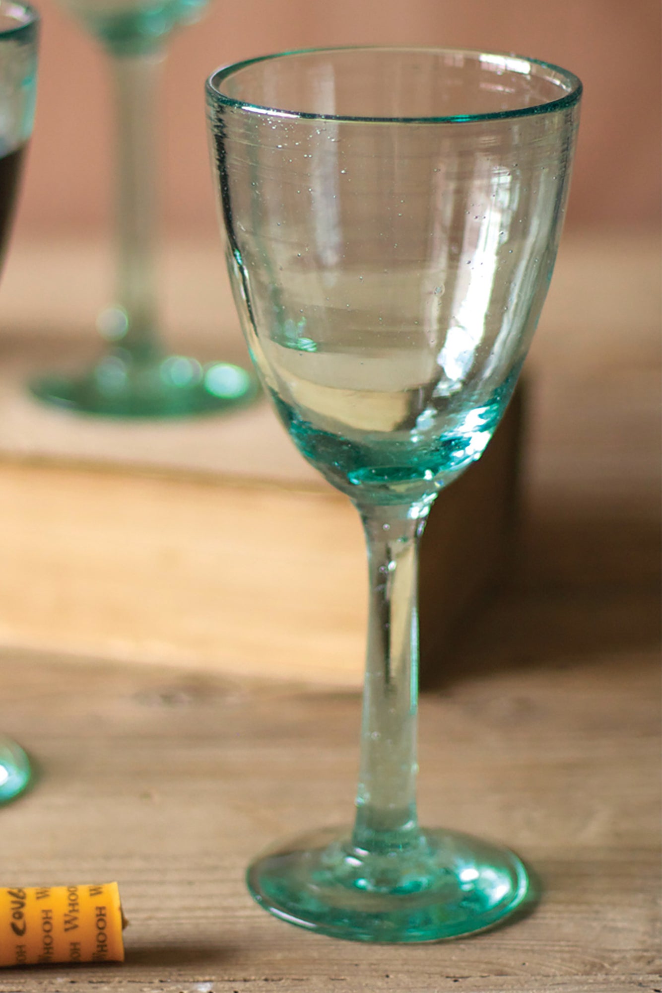 Set of Six Recycled Glass Wine Glasses - Woodwaves