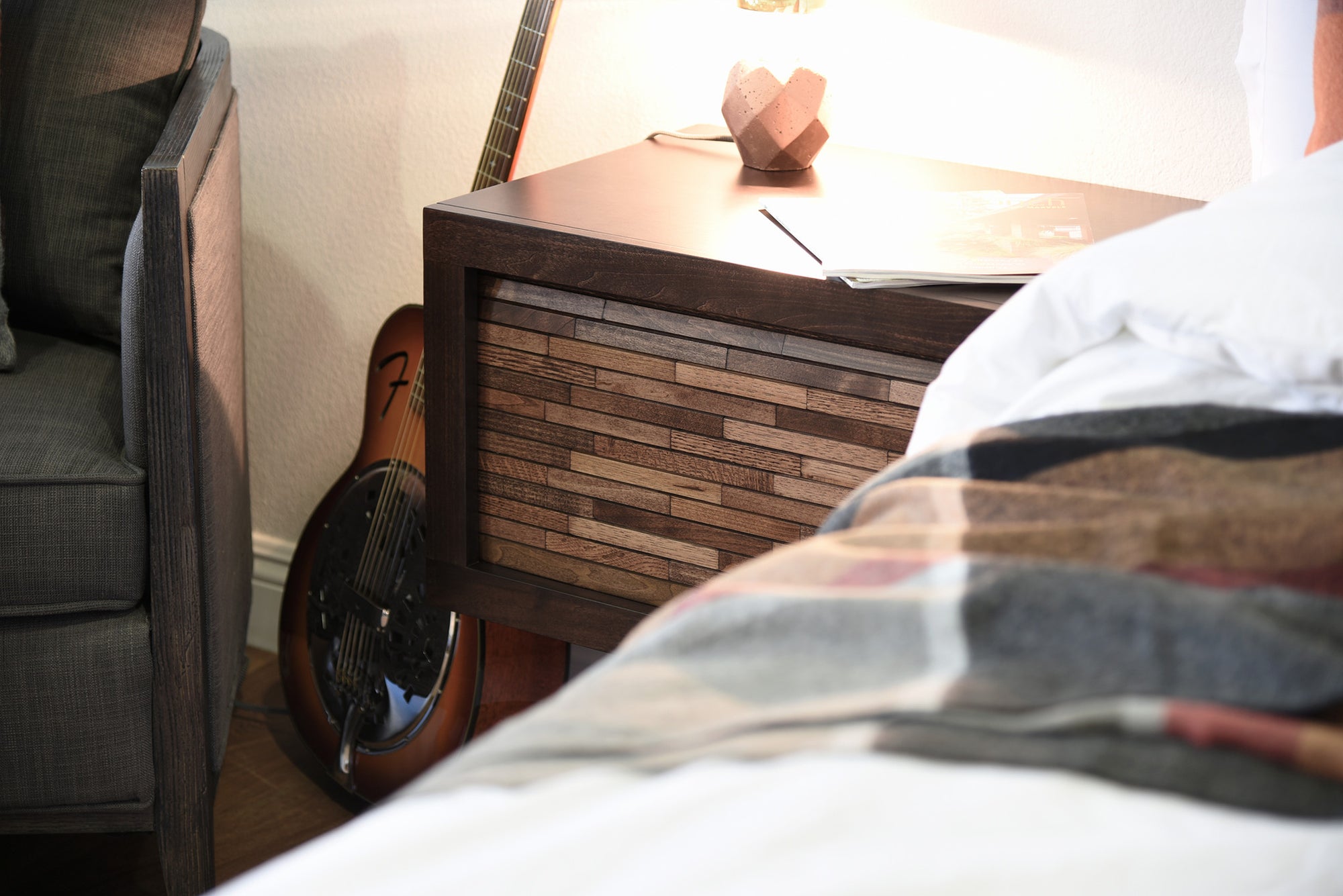 Modern All Wood Floating Nightstand Wall Mount End Table - ECO GEO - E ...