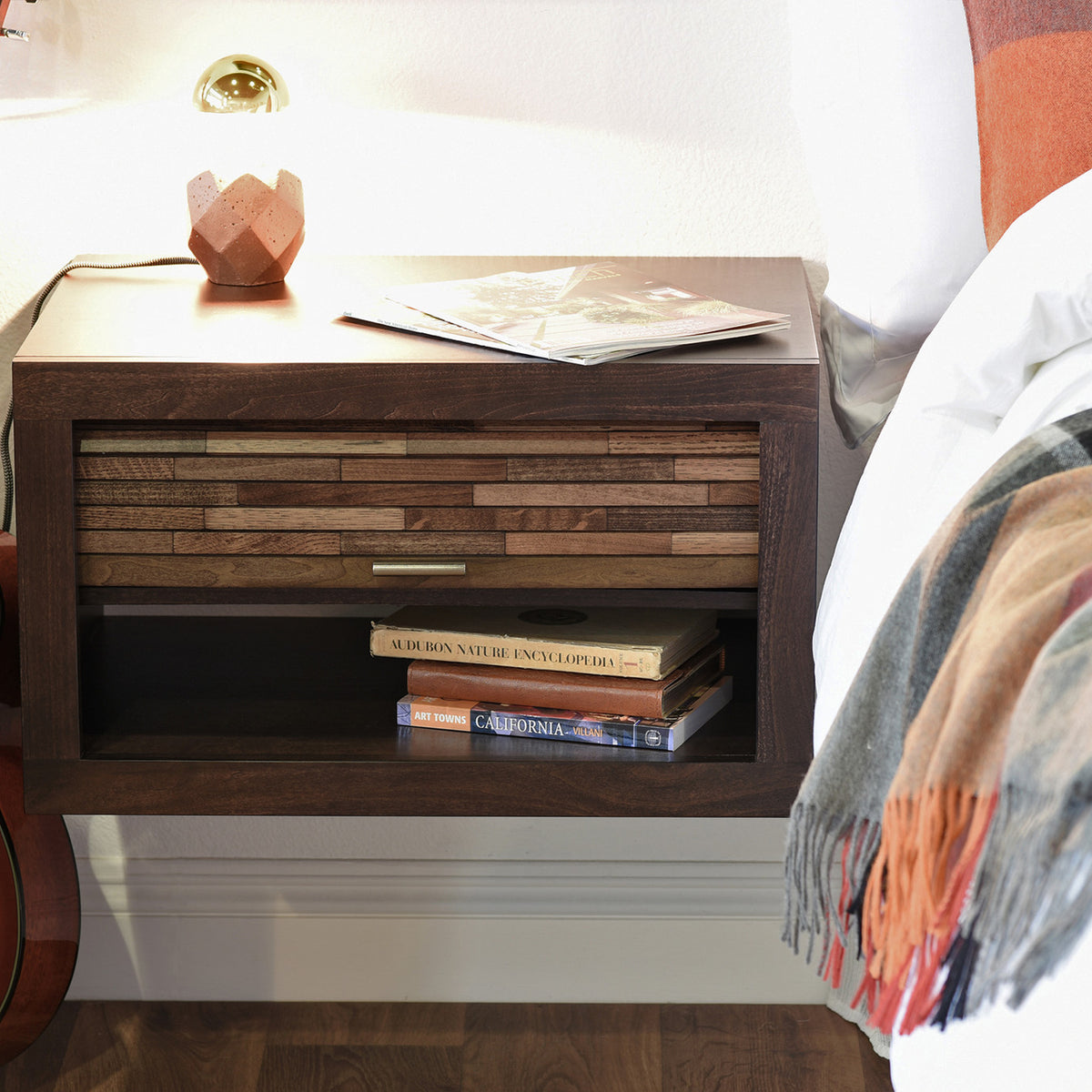 Modern All Wood Floating Nightstand Wall Mount End Table - ECO GEO - E ...