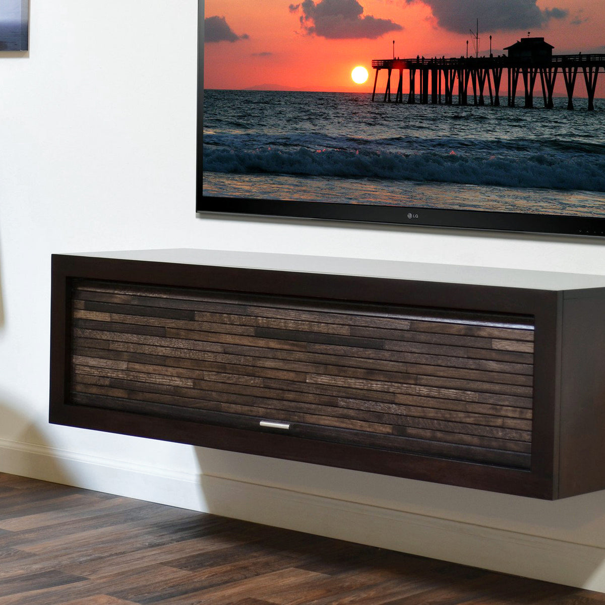 Floating TV Stand Modern Wall Mount Console - ECO GEO - Espresso ...