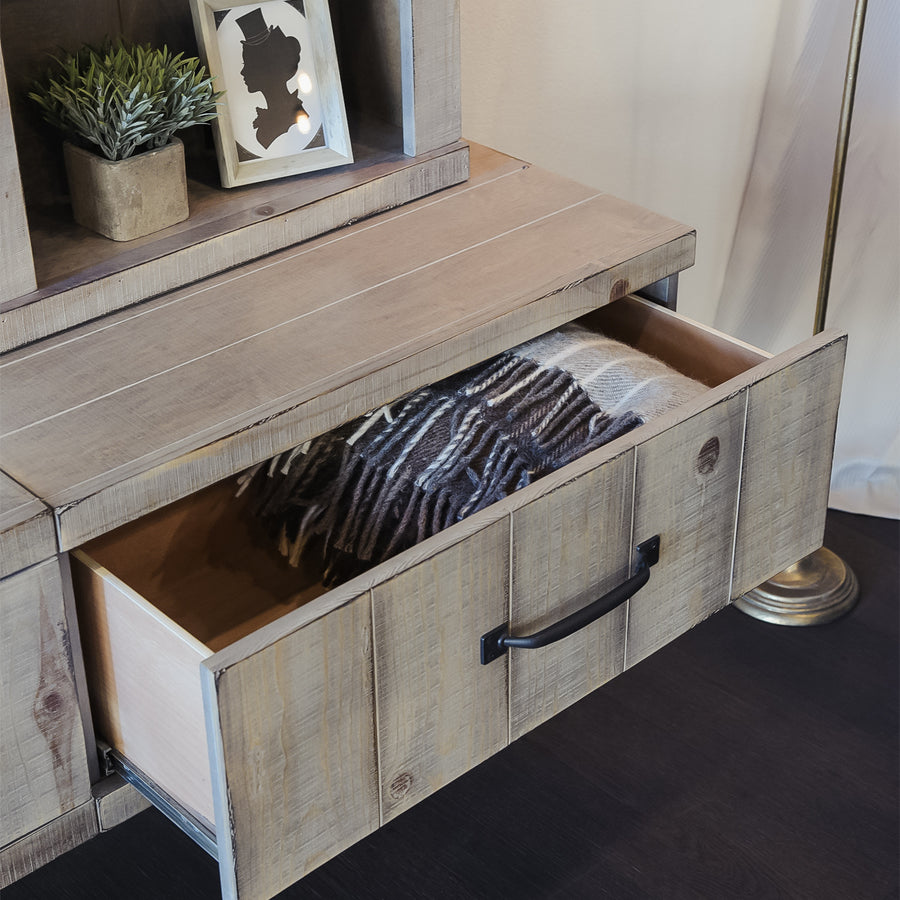 Handmade 114" Rustic Wood Floating TV Stand Wall Mount Entertainment C ...