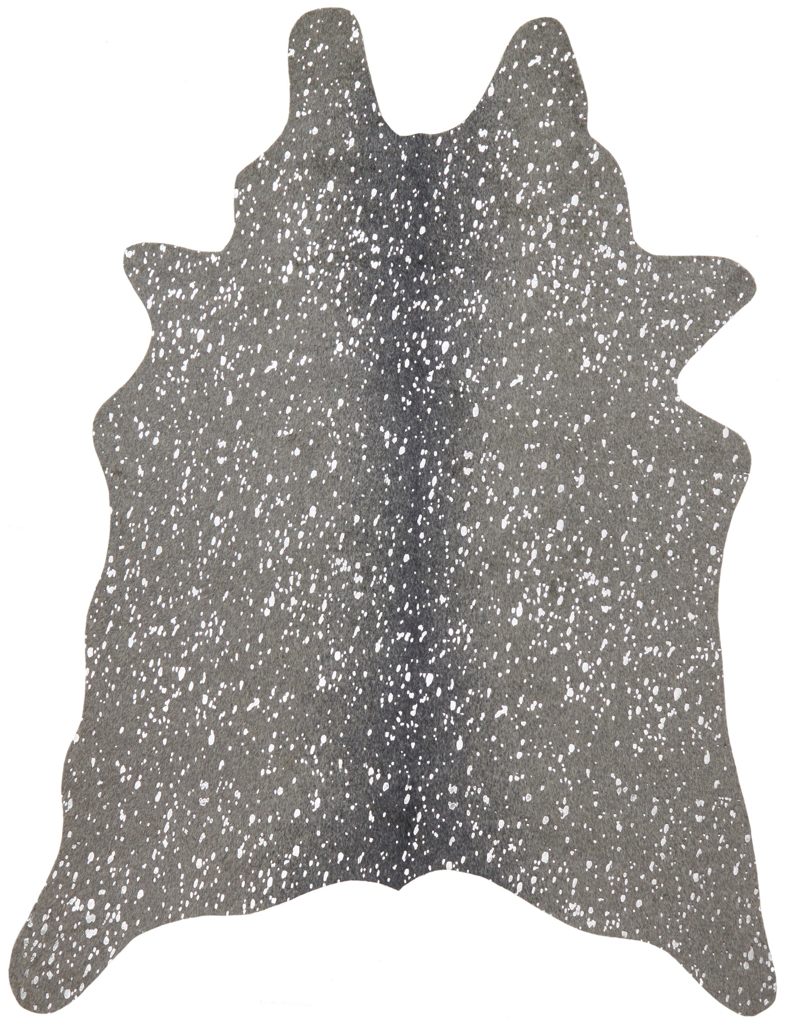 Gray Cowhide Rug With Silver Details - Woodwaves