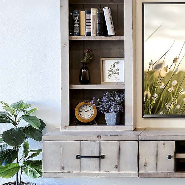 Floating Bookshelf - Rustic Wood Wall Mount Storage Bookcase - Farmhou ...