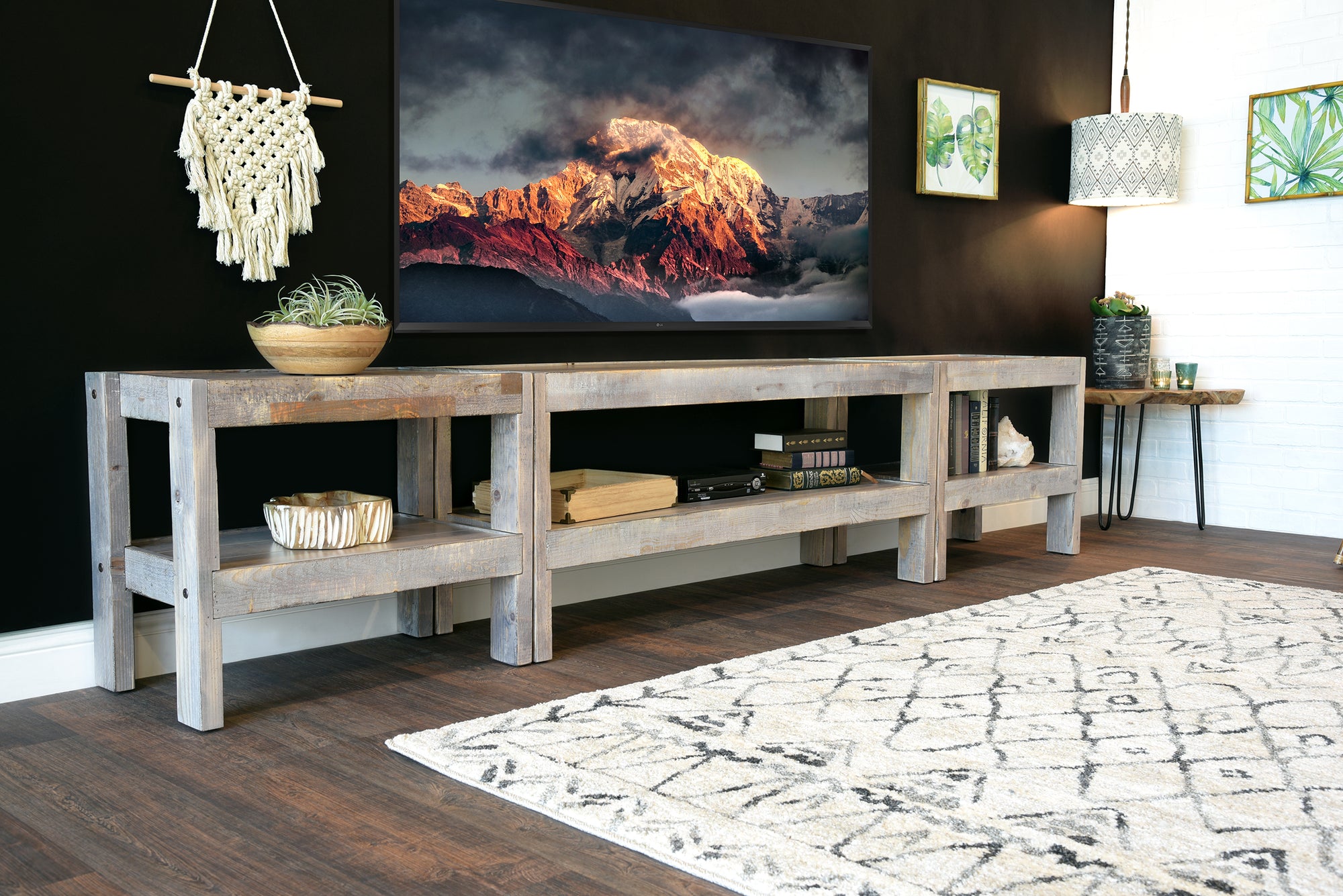 Handcrafted Rustic Wood TV Stand Console - presEARTH - Lakewood Gray ...