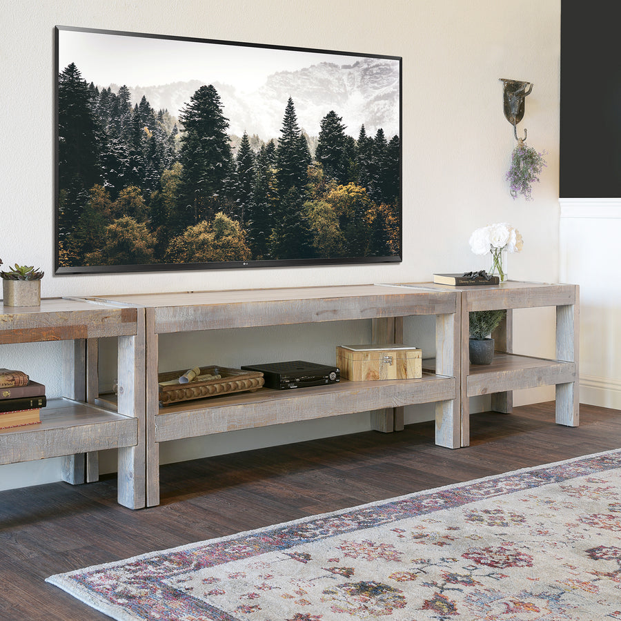 Handcrafted Rustic Wood TV Stand Console - presEARTH - Lakewood Gray ...