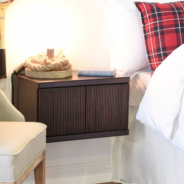Floating Wall Mount Nightstand Set - Curve - Espresso - Woodwaves