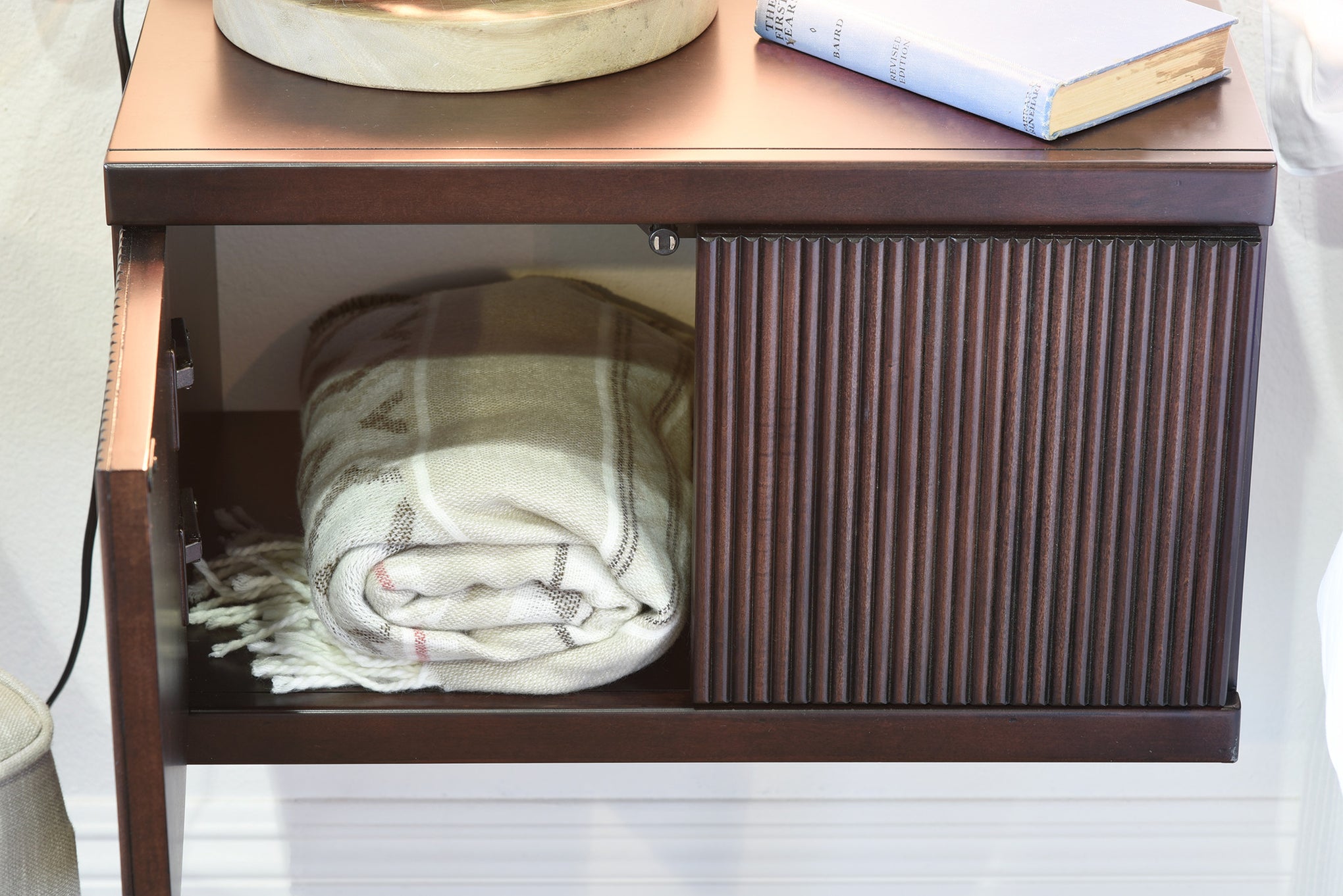 Handcrafted Floating Wall Mount Nightstand End Table - Curve - Espress ...