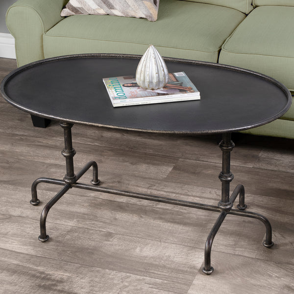 Industrial Modern Iron Pipe Coffee Table - Woodwaves