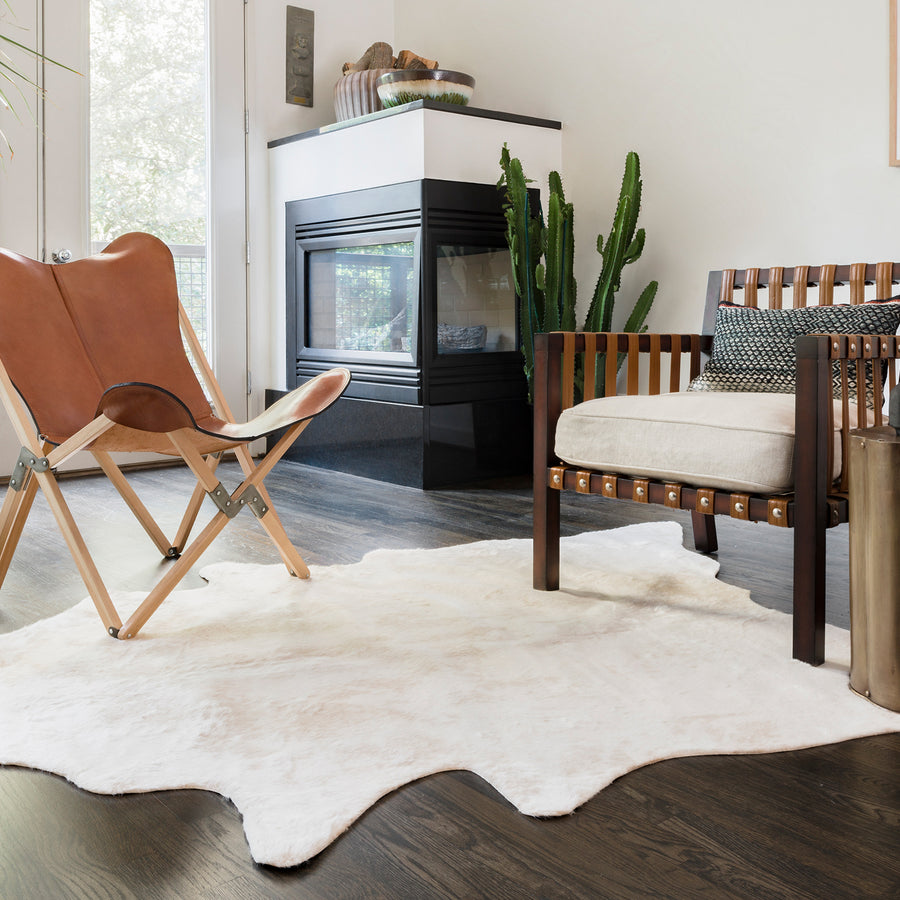 Ivory Cowhide Rug - Woodwaves