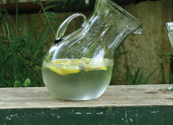 Large Modern Tilted Glass Beverage Pitcher - Woodwaves