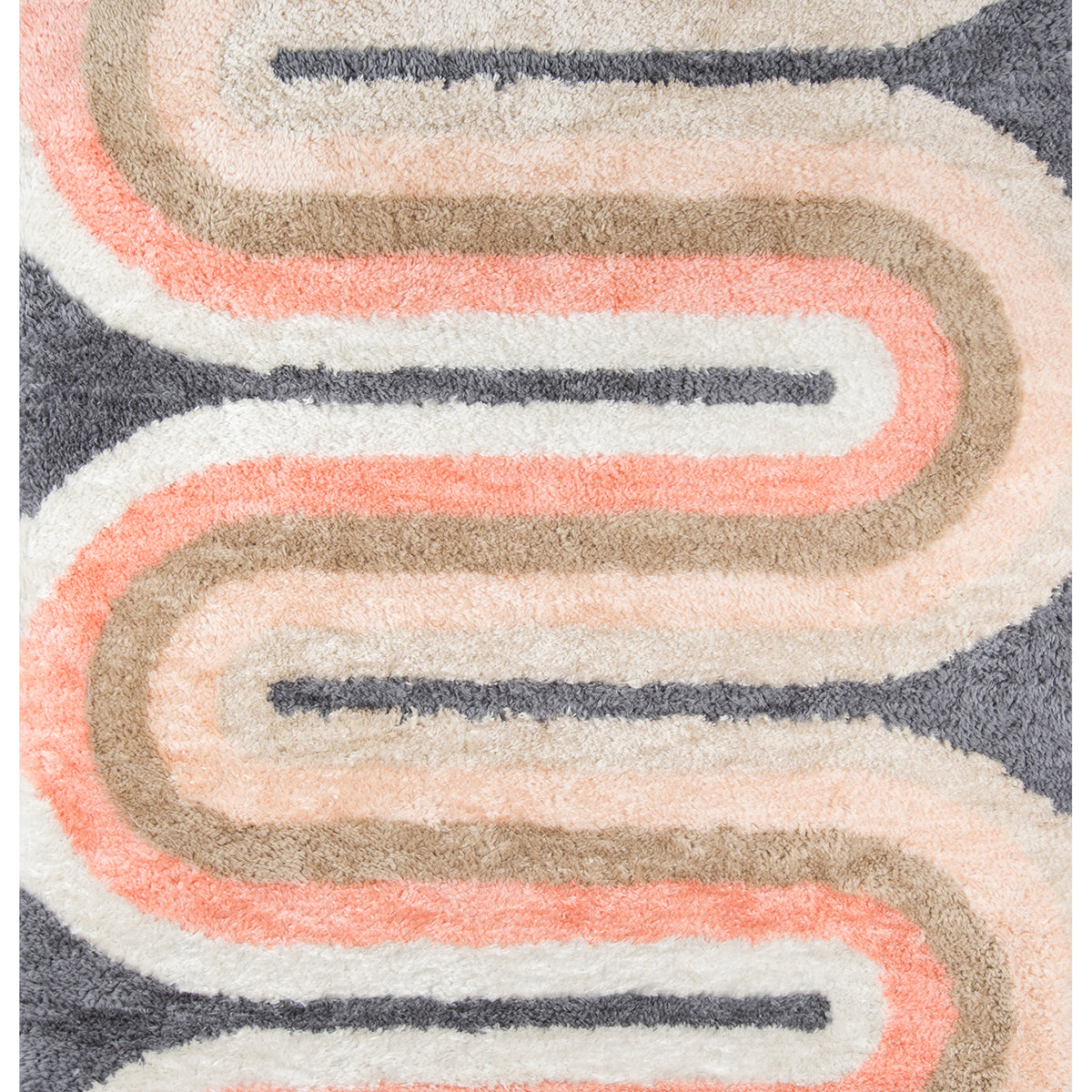 Mid Century Modern Curvy Pink Gray Stripe Shag Rug - Novogratz Retro ...
