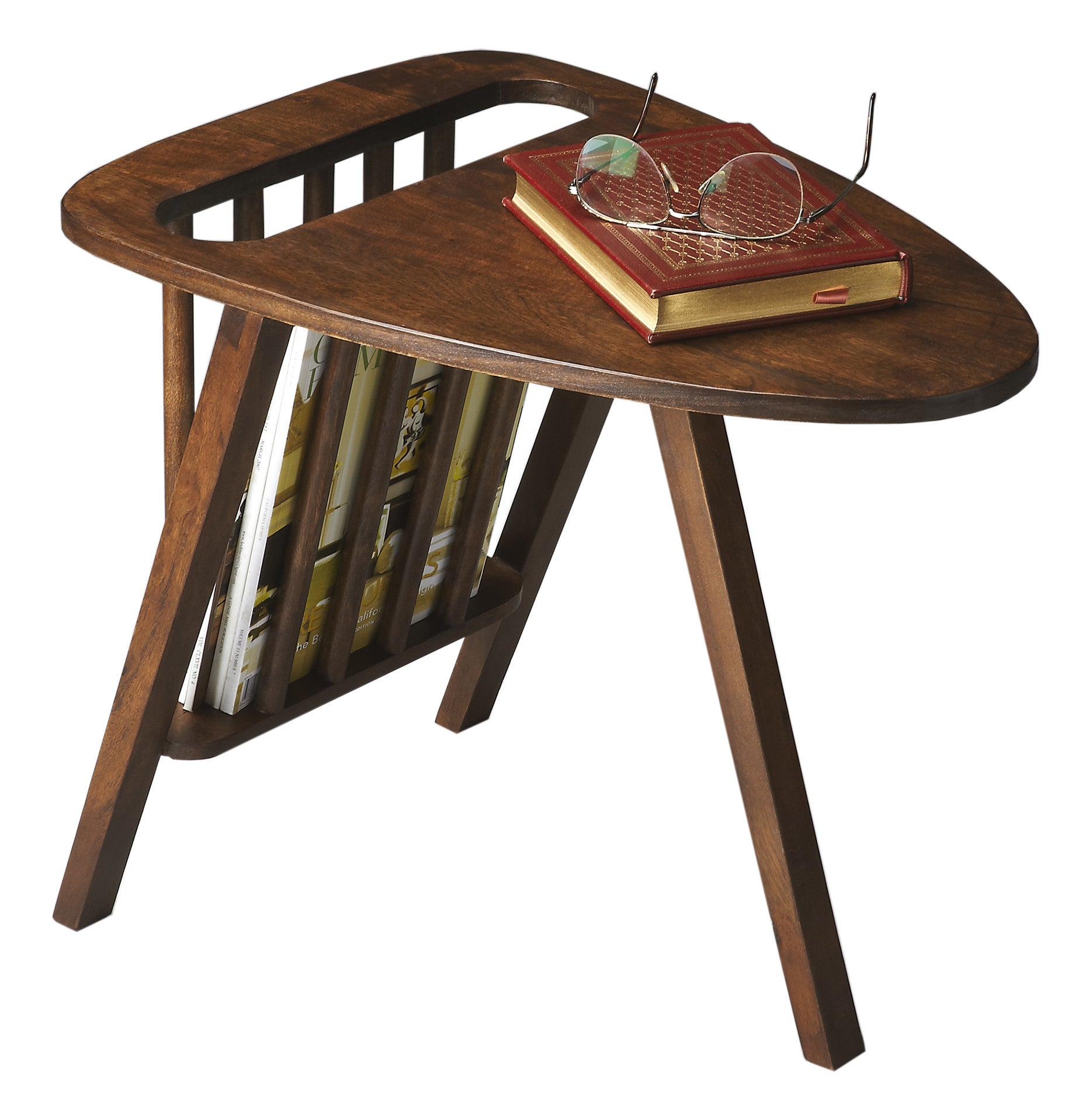 Mid Century Modern End Table With Magazine Rack - Woodwaves