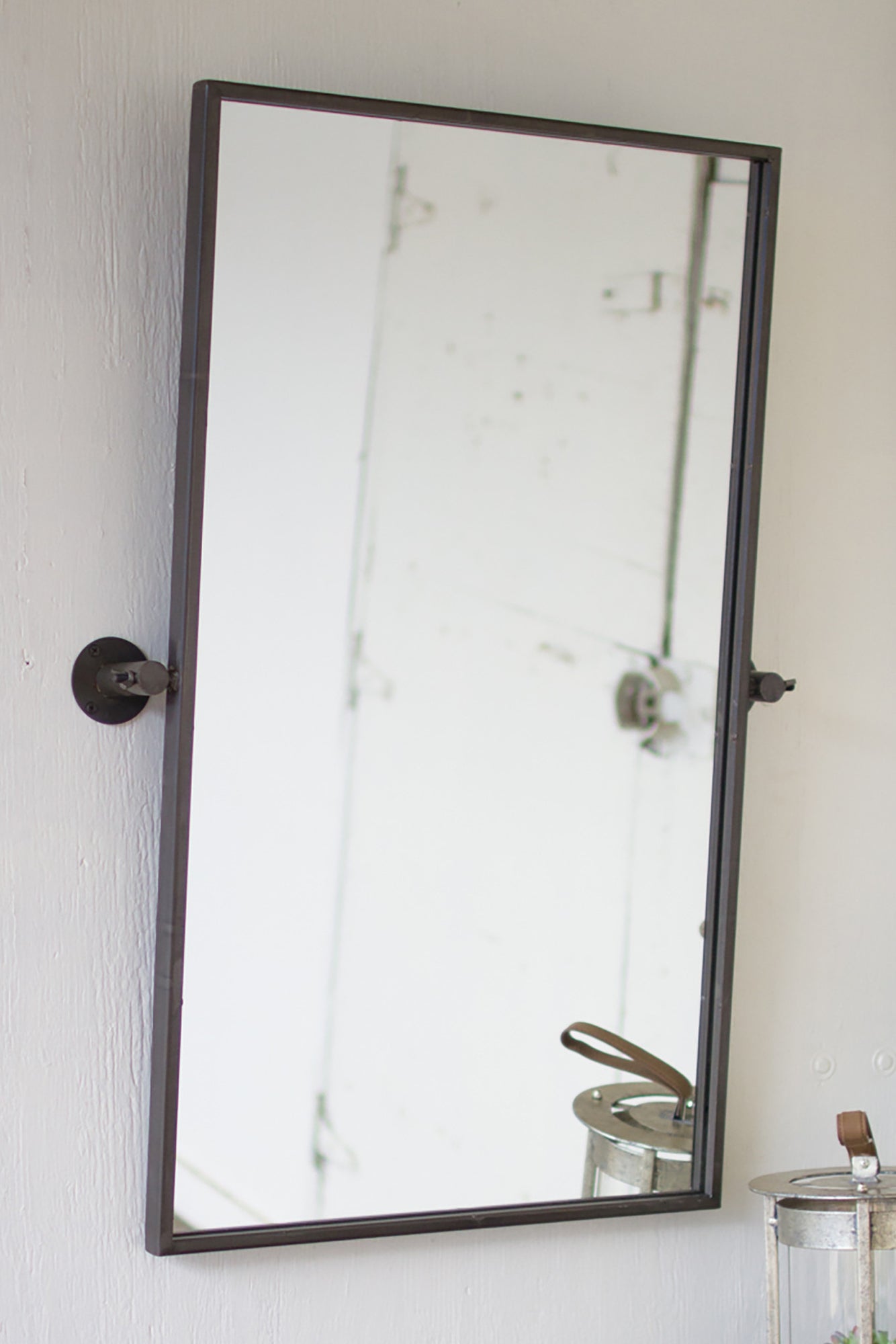 Raw Metal Adjustable Industrial Modern Wall Mirror - Woodwaves