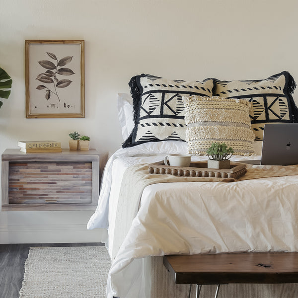 Modern Floating Nightstand All Wood Wall Mount End Table - ECO GEO - L ...