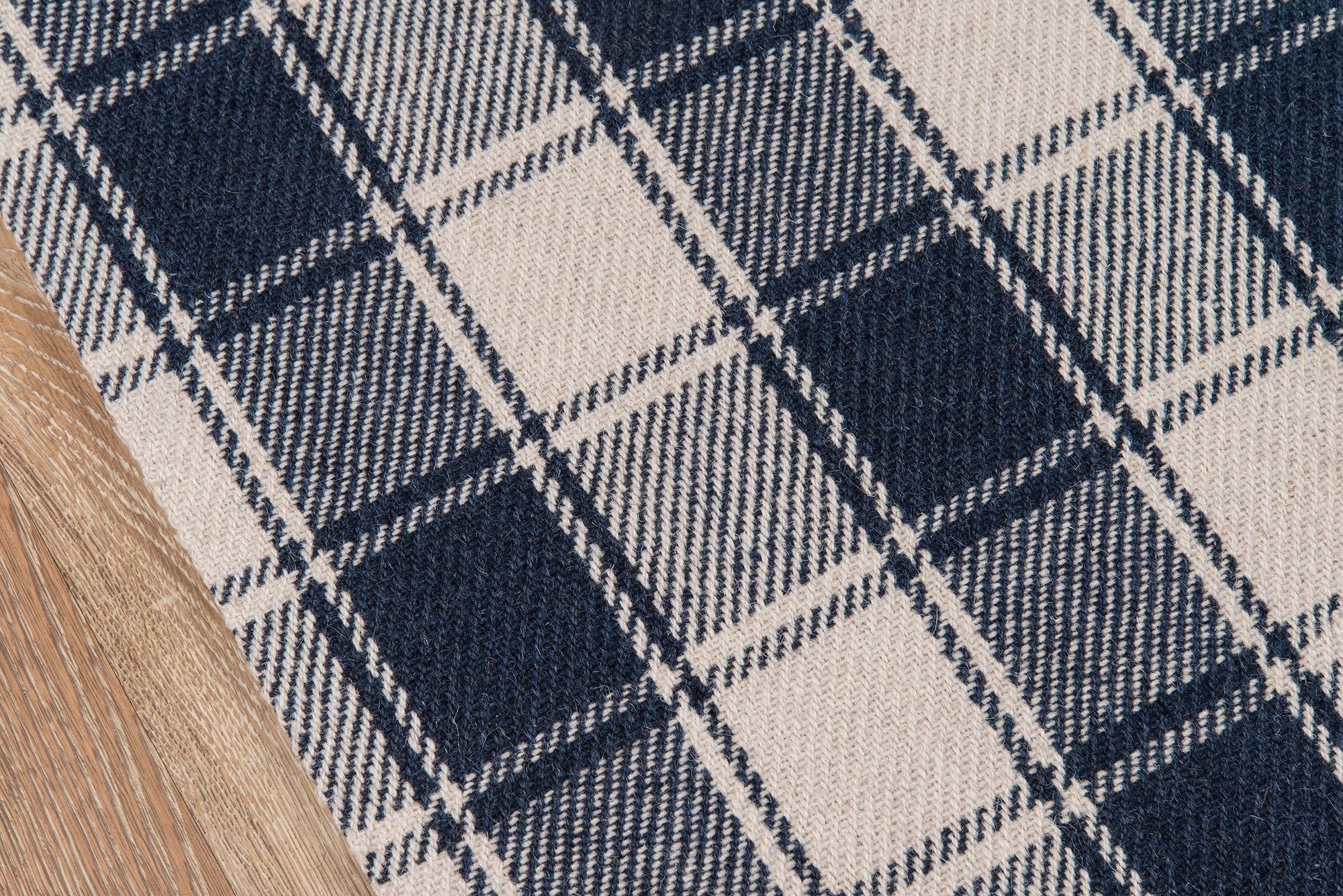 Navy Blue Plaid Tartan Wool Rug - Erin Gates - Marlborough - Woodwaves