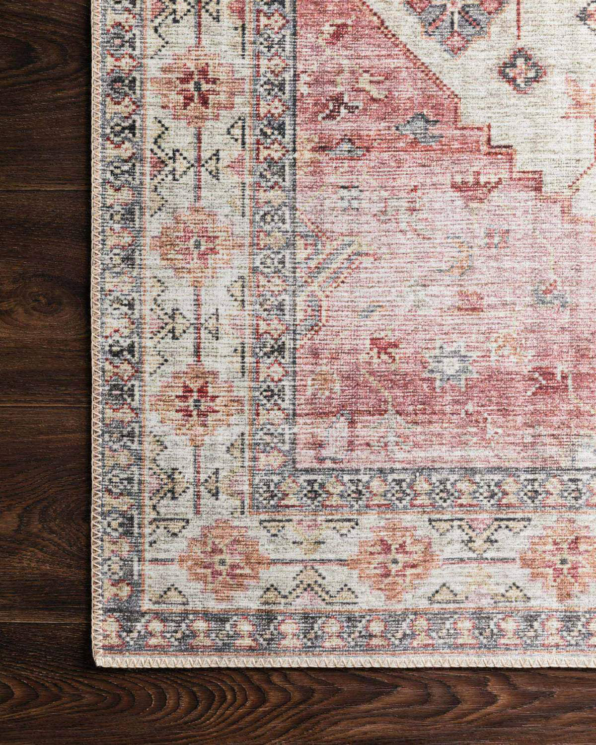 Pink and Gray Southwestern Boho Bohemian Persian Style Rug - Woodwaves