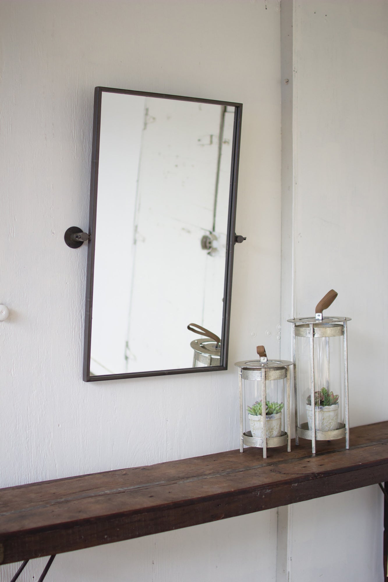 Raw Metal Adjustable Industrial Modern Wall Mirror - Woodwaves