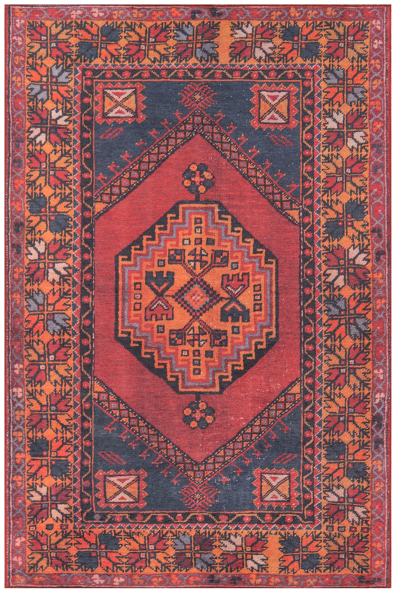 Red Orange Southwest Boho Rug - Woodwaves