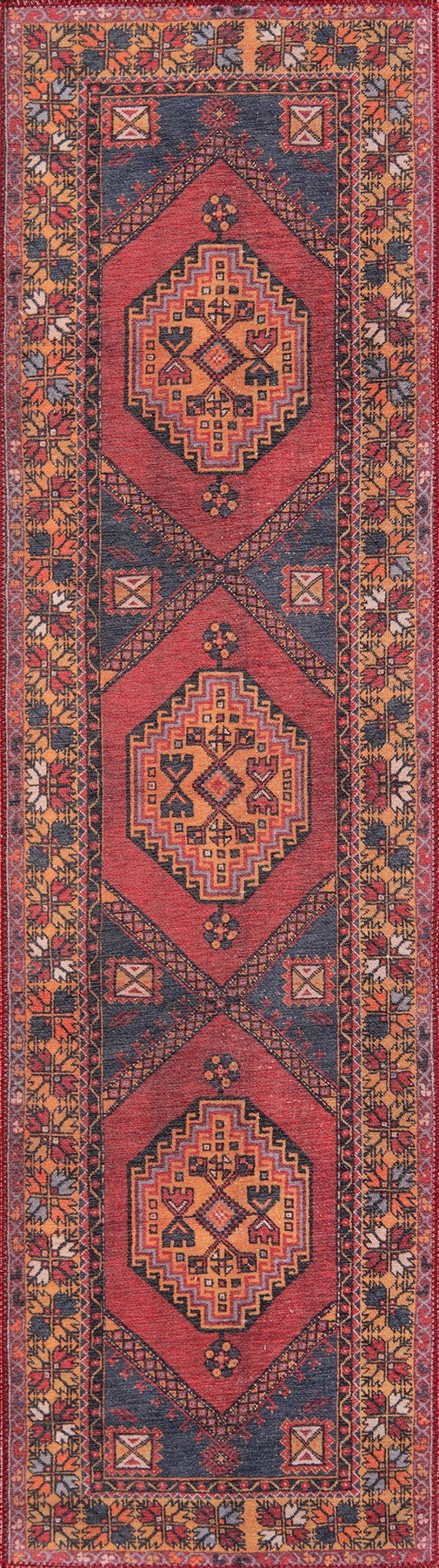 Red Orange Southwest Boho Rug - Woodwaves