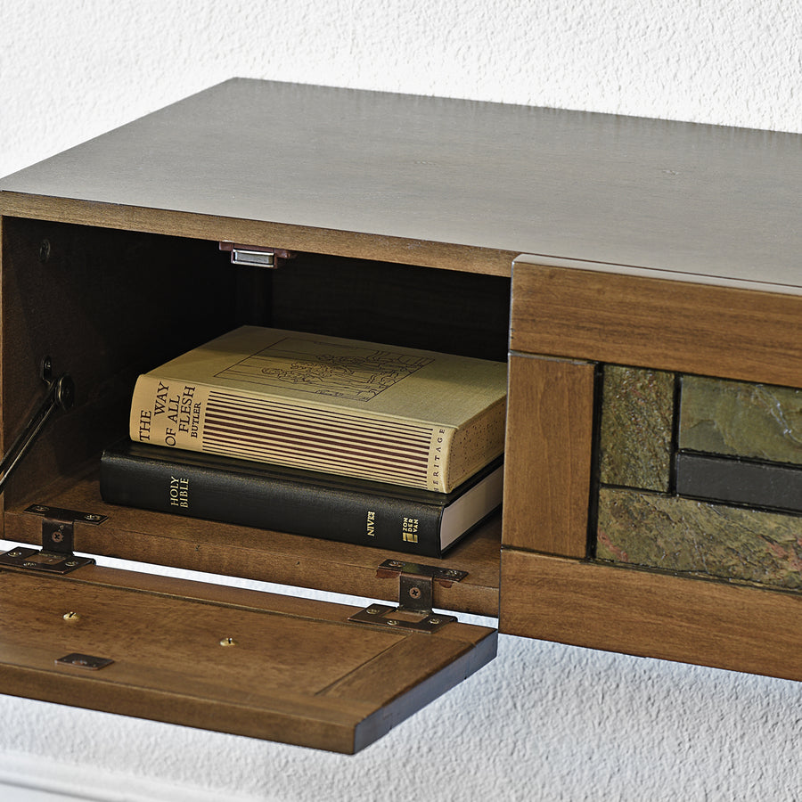 Handcrafted Wood & Stone Floating TV Stand Wall Mount Console - Woodst ...