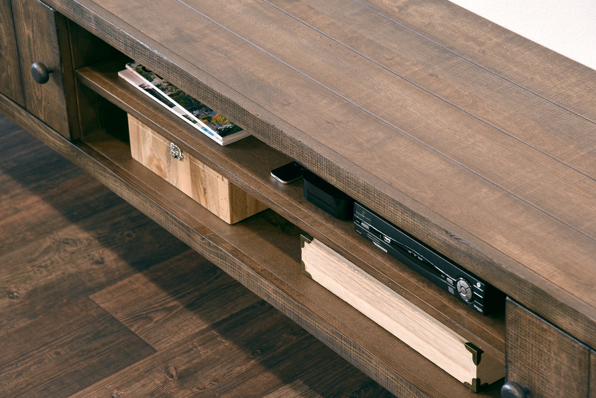 Rustic 86" Floating TV Console Entertainment Center Stand - Farmhouse ...