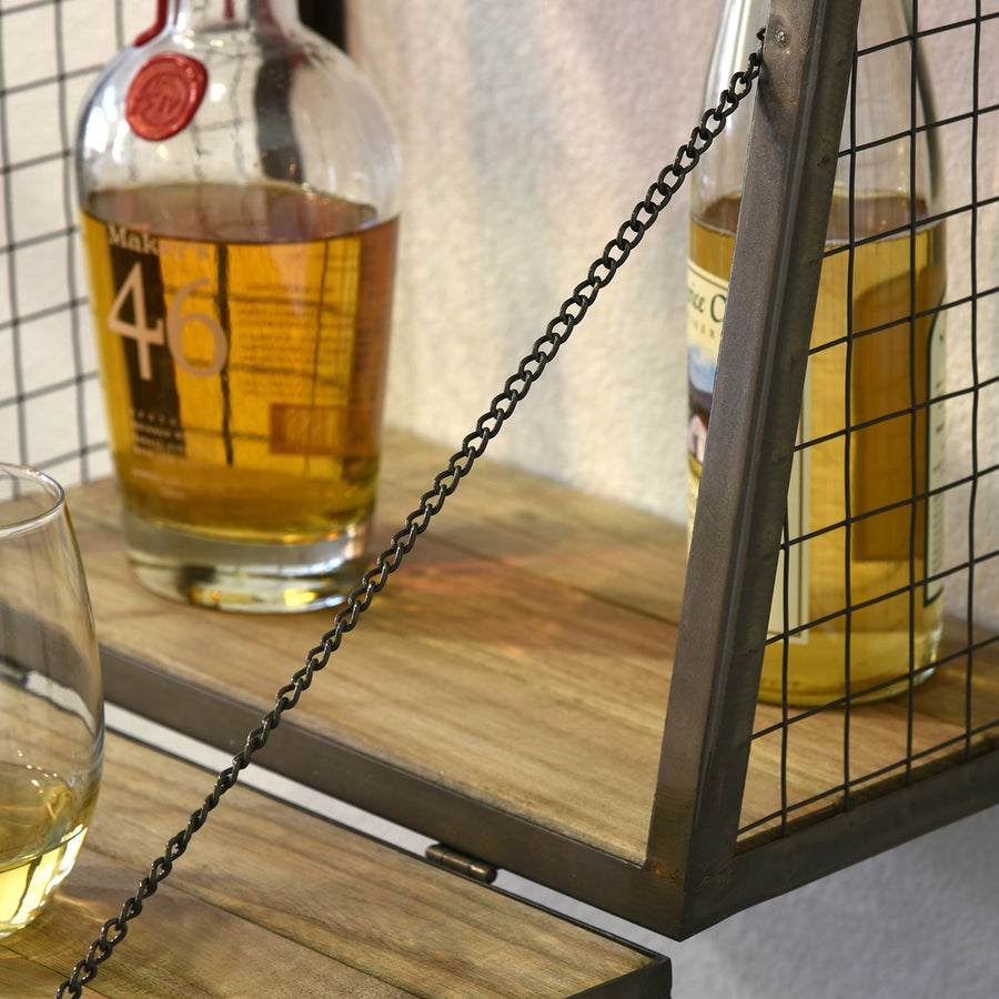 Floating Wall Mount Mini Bar Wine Liquor Shelf - Woodwaves