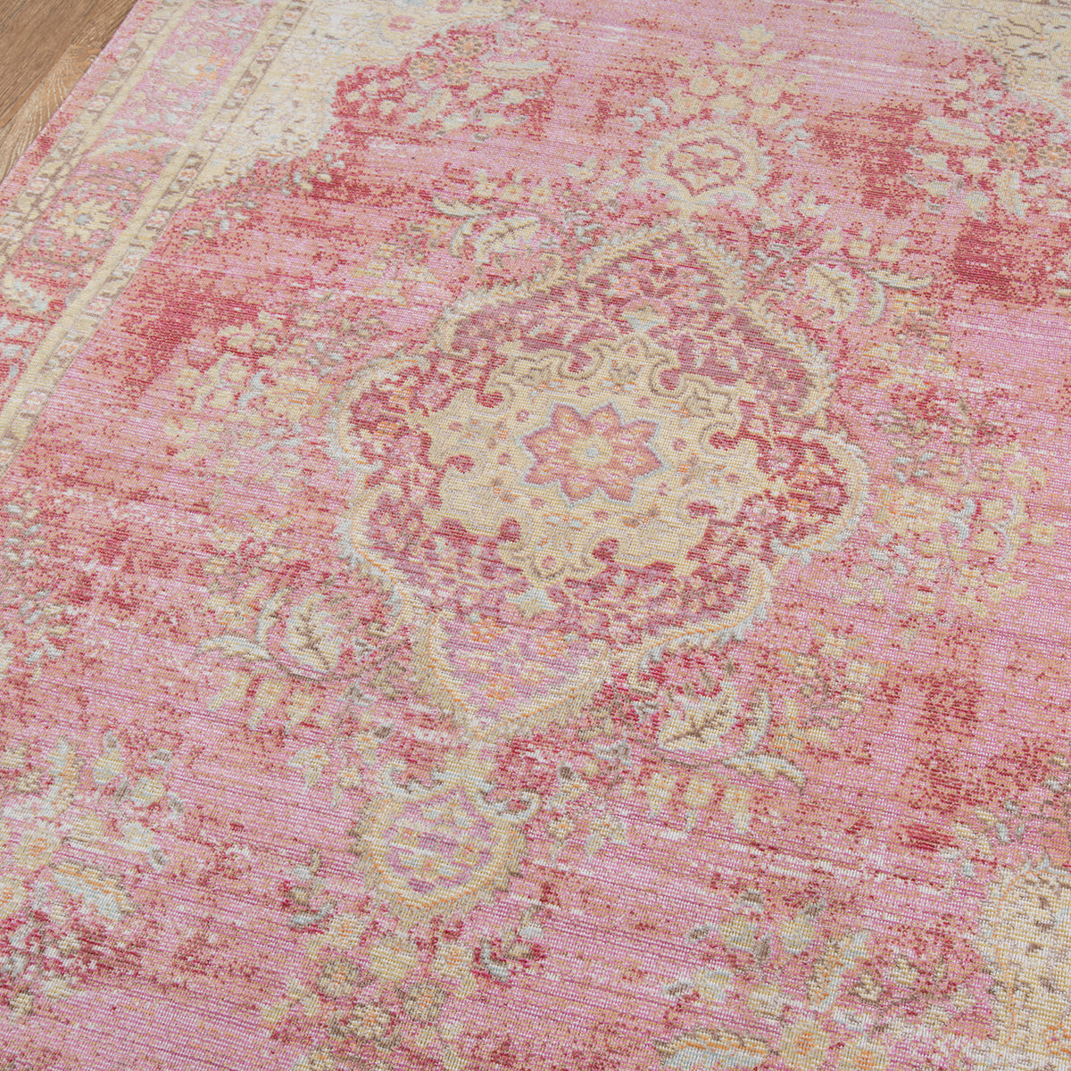 Vintage Style Faded Pink Area Rug - Woodwaves