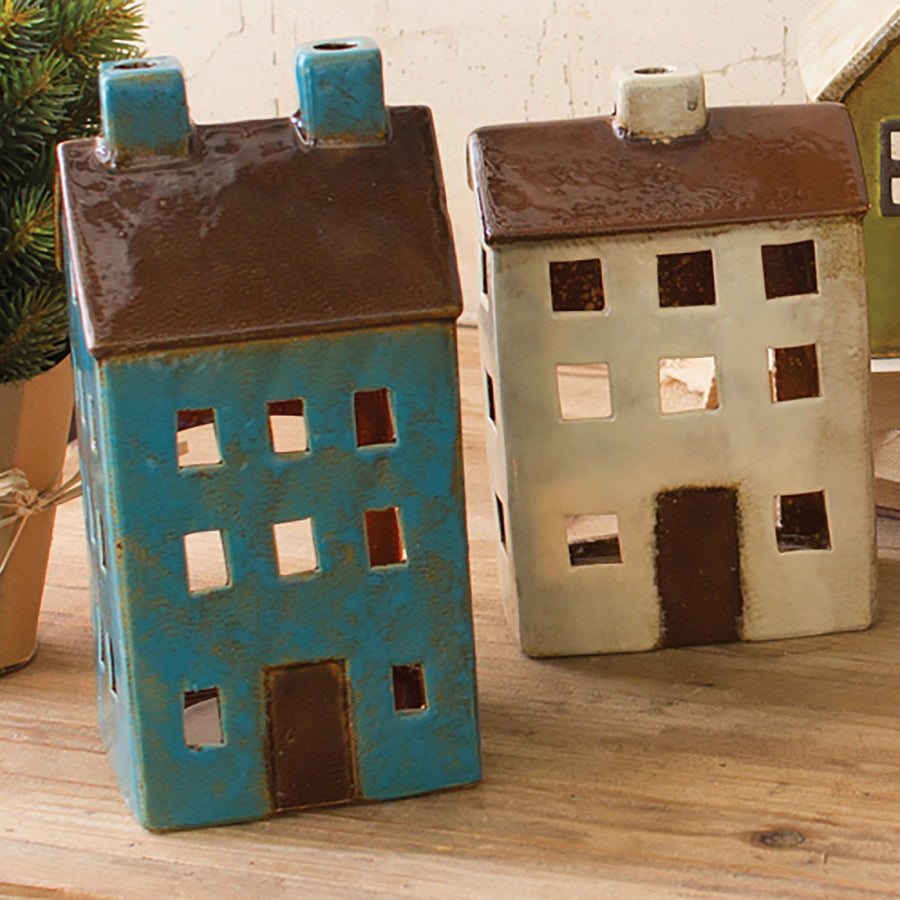 Colorful Ceramic Village - Set of 6 - Woodwaves