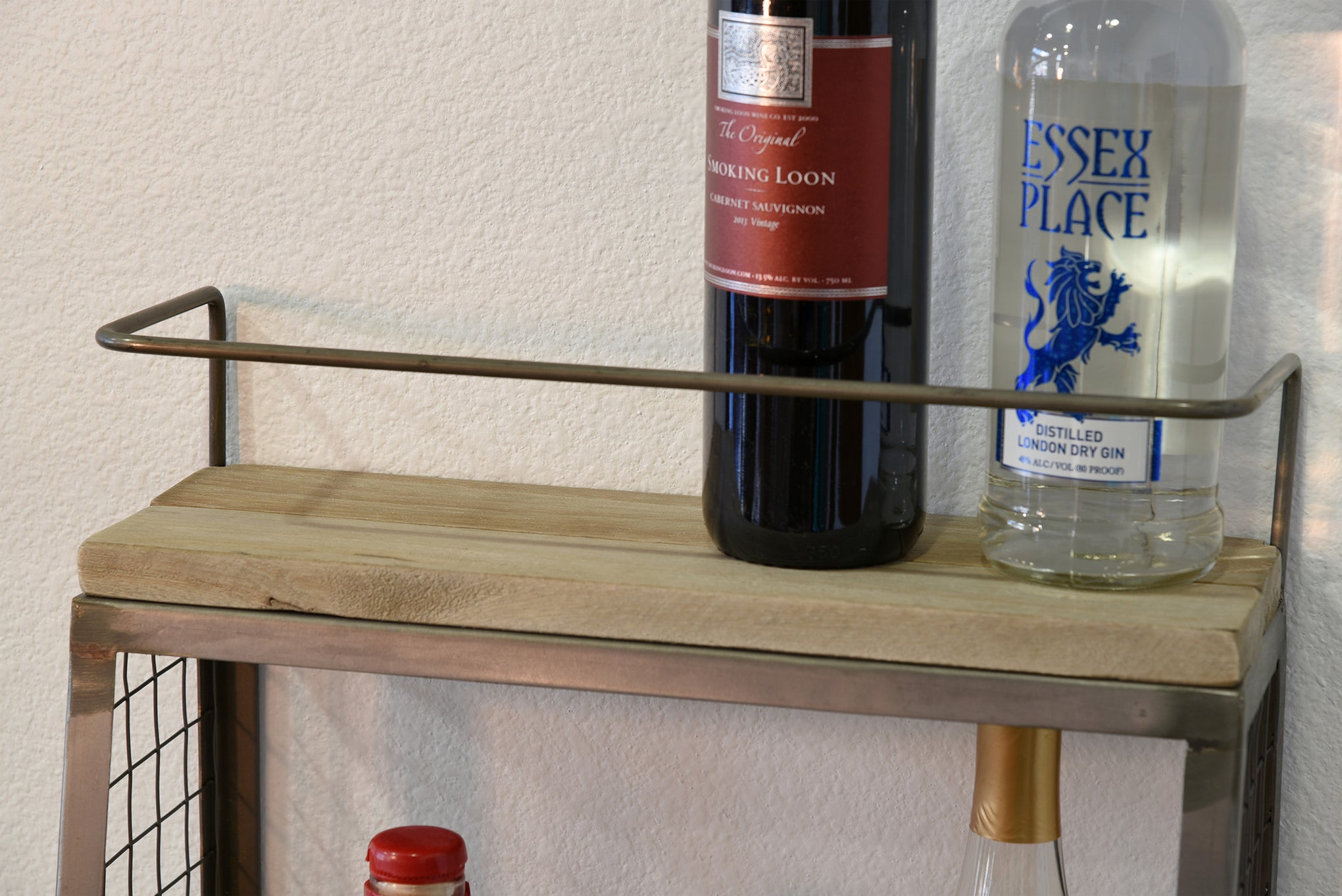 Floating Wall Mount Mini Bar Wine Liquor Shelf - Woodwaves