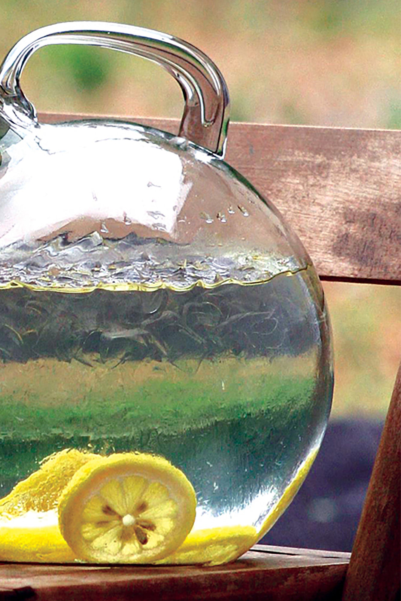 Modern Circular Tilted Glass Beverage Pitcher - Woodwaves